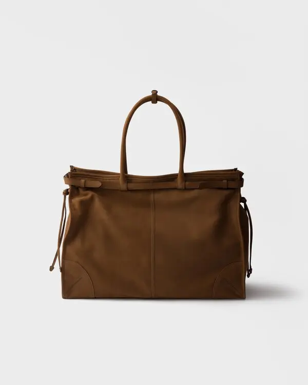 Prada Bonnie Nubuck Leather Tote Bag - Cocoa Brown
