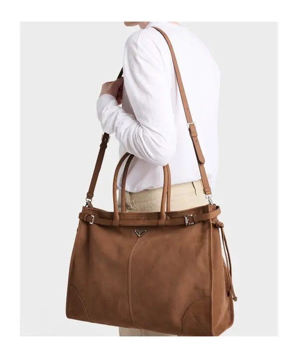 Prada Bonnie Nubuck Leather Tote Bag - Cocoa Brown