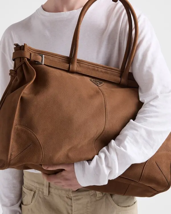 Prada Bonnie Nubuck Leather Tote Bag - Cocoa Brown