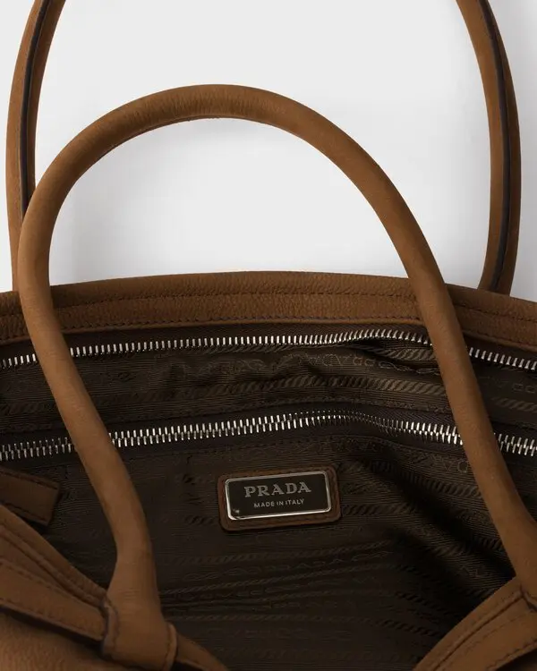 Prada Bonnie Nubuck Leather Tote Bag - Cocoa Brown
