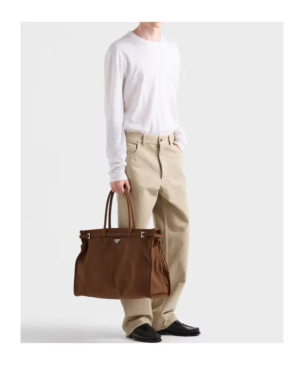 Prada Bonnie Nubuck Leather Tote Bag - Cocoa Brown