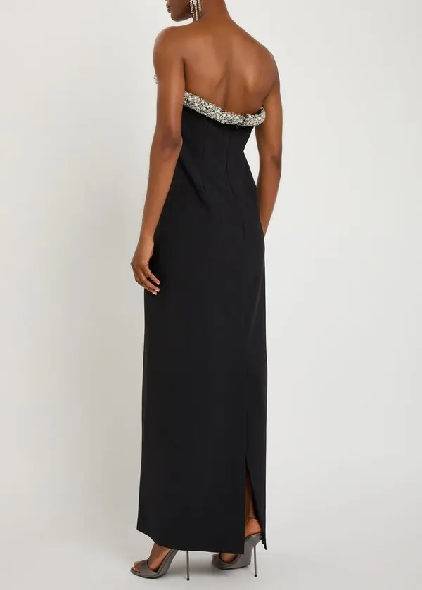 Simkhai Riona Embellished Strapless Crepe Gown - Black
