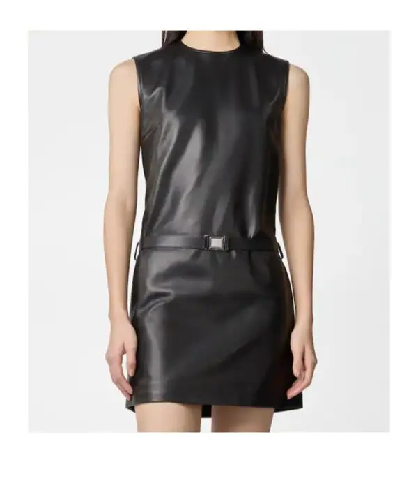 TOD'S Belted Leather Mini Dress