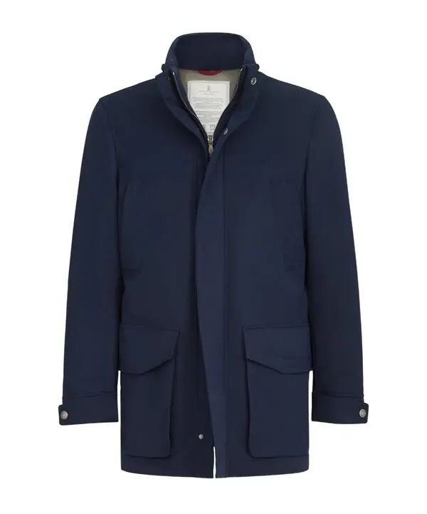 Brunello Cucinelli Water-resistant Microfiber Parka With Thermore Padding And Packable Hood - Navy Blue