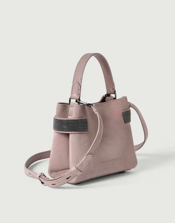 Brunello Cucinelli Essence Small Top-handle Bag In Suede With Precious Bands
