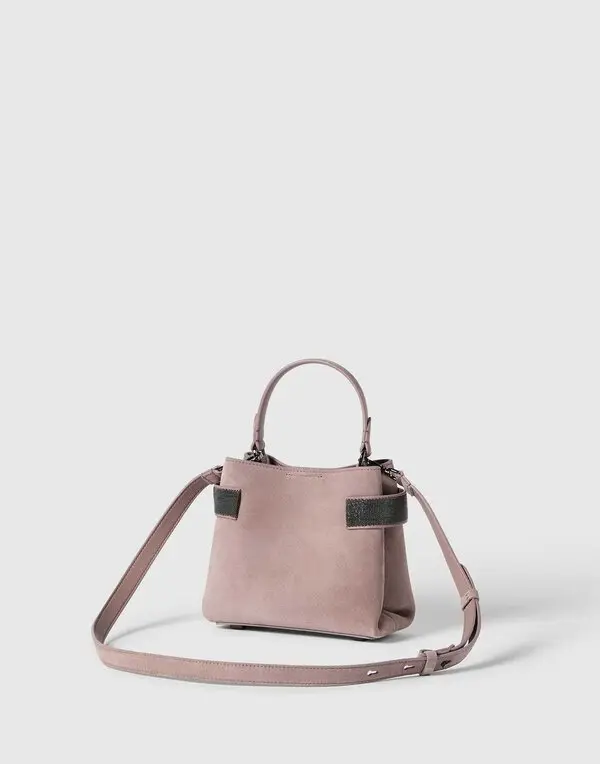 Brunello Cucinelli Essence Small Top-handle Bag In Suede With Precious Bands