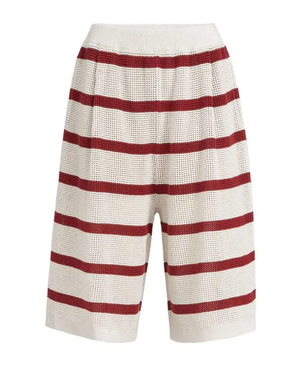 Brunello Cucinelli Striped Knit Bermuda Shorts - White