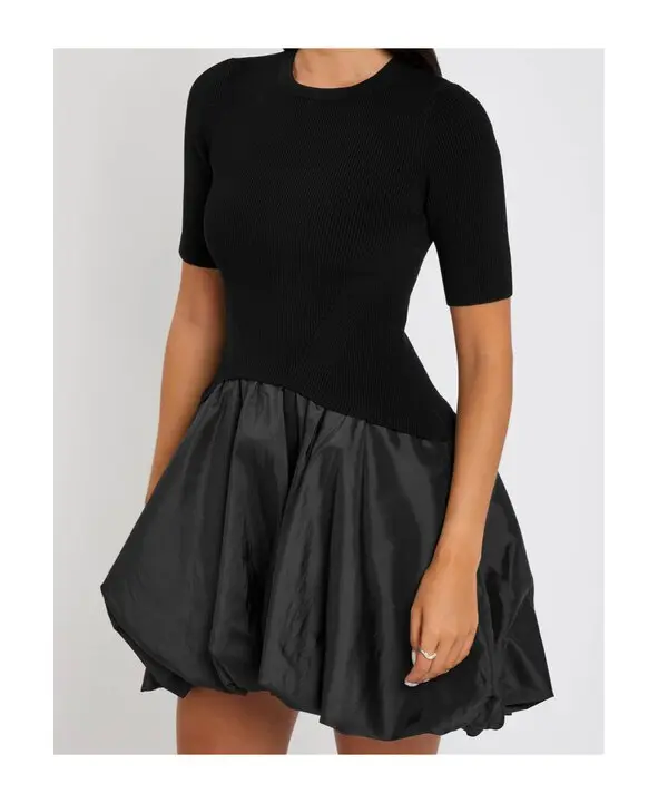 Simkhai Kenny Ribbed-knit And Shell Mini Dress