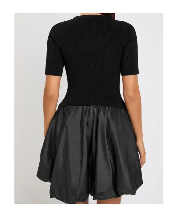 Simkhai Kenny Ribbed-knit And Shell Mini Dress