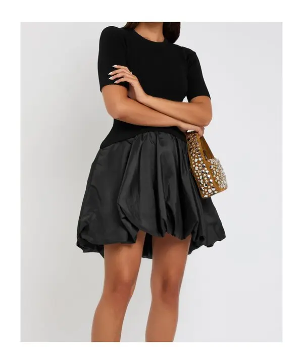 Simkhai Kenny Ribbed-knit And Shell Mini Dress