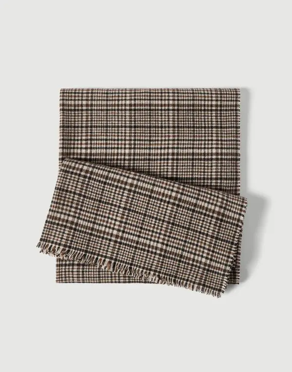 Brunello Cucinelli Cashmere Prince Of Wales Scarf - Brown