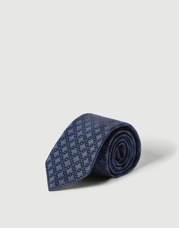 Brunello Cucinelli Silk Tie With Geometric Floral Pattern