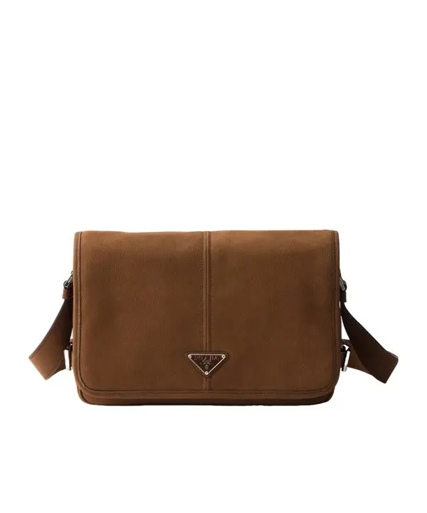 Prada Nubuck Leather Shoulder Bag - Cocoa Brown