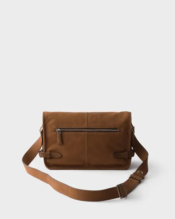 Prada Nubuck Leather Shoulder Bag - Cocoa Brown