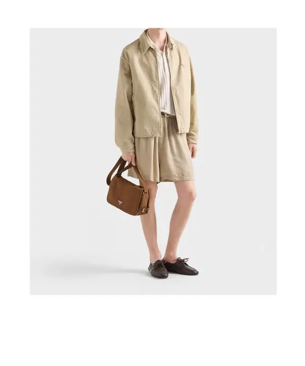 Prada Nubuck Leather Shoulder Bag - Cocoa Brown