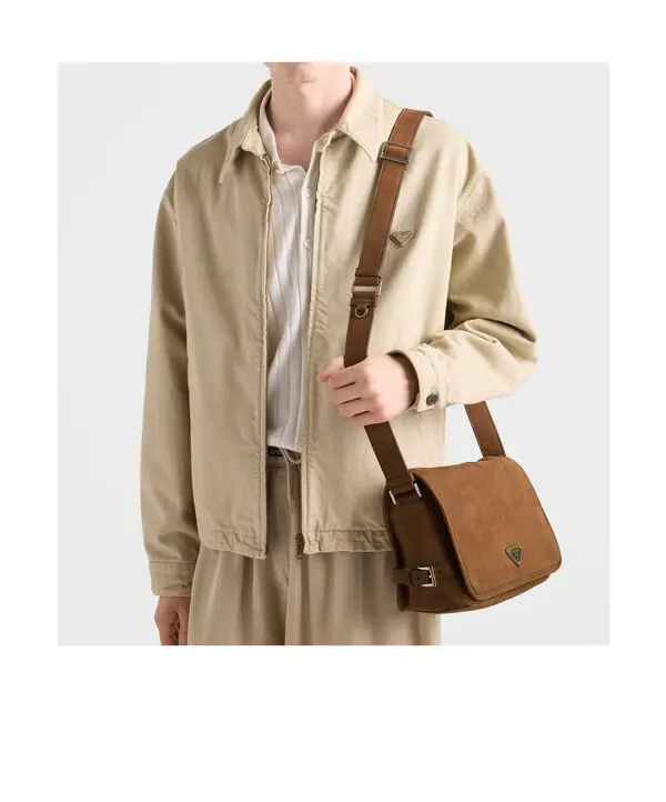 Prada Nubuck Leather Shoulder Bag - Cocoa Brown