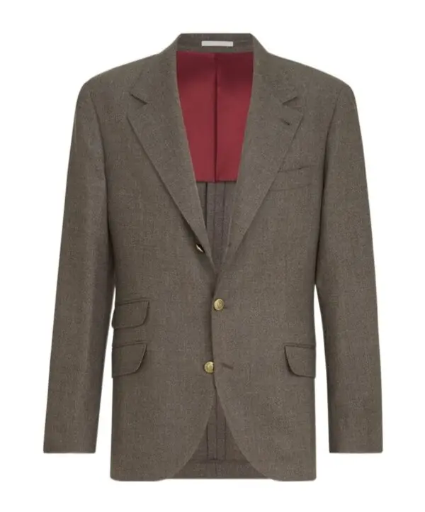 Brunello Cucinelli Mouliné Virgin Wool Twill Deconstructed Cavallo Blazer