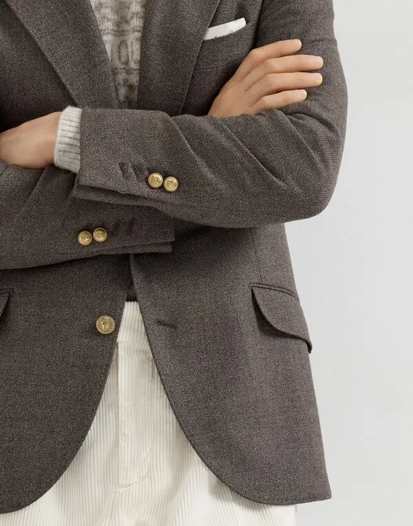 Brunello Cucinelli Mouliné Virgin Wool Twill Deconstructed Cavallo Blazer
