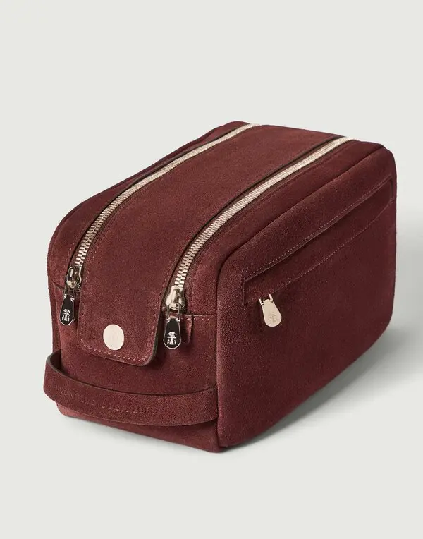 Brunello Cucinelli Suede Beauty Case With Double Zipper