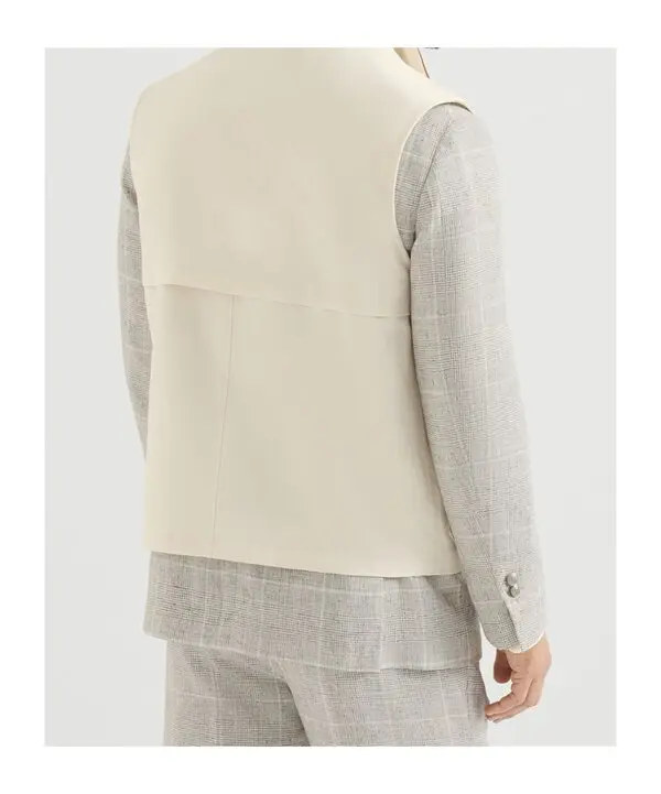 Brunello Cucinelli Cotton And Linen Canvas Vest With Suede Inserts