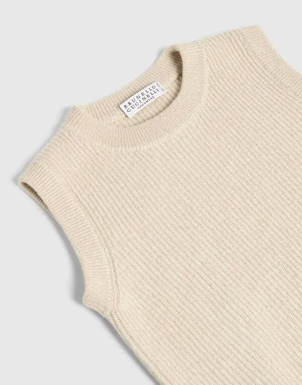 Brunello Cucinelli Sparkling Cashmere English Rib Sweater Vest