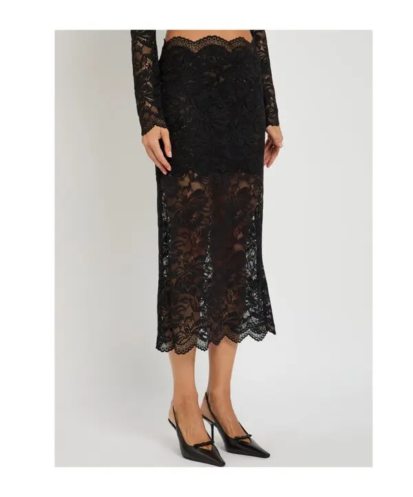 Rabanne Floral Stretch-guipure Lace Midi Skirt