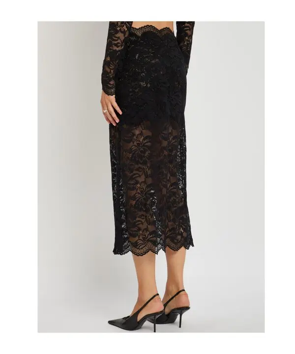 Rabanne Floral Stretch-guipure Lace Midi Skirt