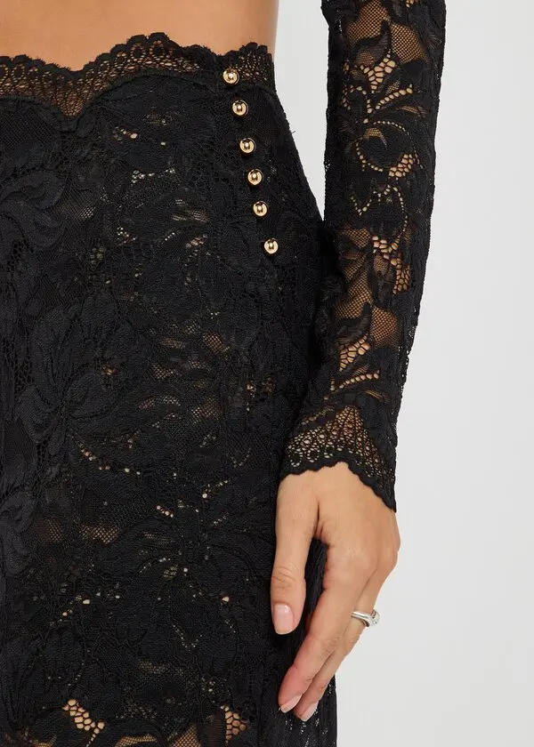 Rabanne Floral Stretch-guipure Lace Midi Skirt