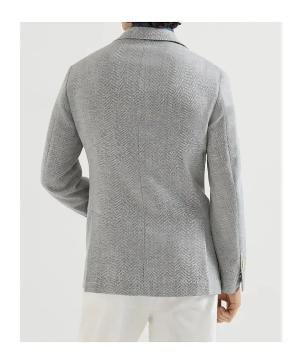 Brunello Cucinelli Wool, Alpaca And Silk Chevron Deconstructed Blazer