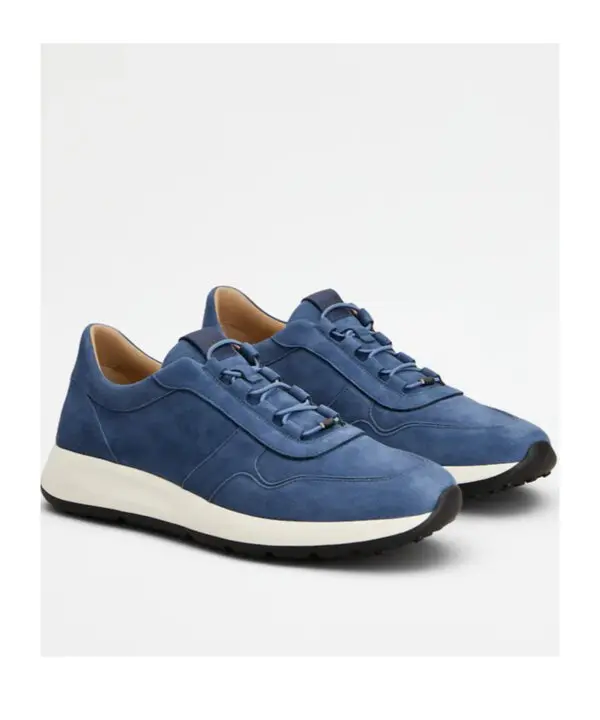 TOD'S Suede Lace-up Sneakers With Red Dot Heel Detail