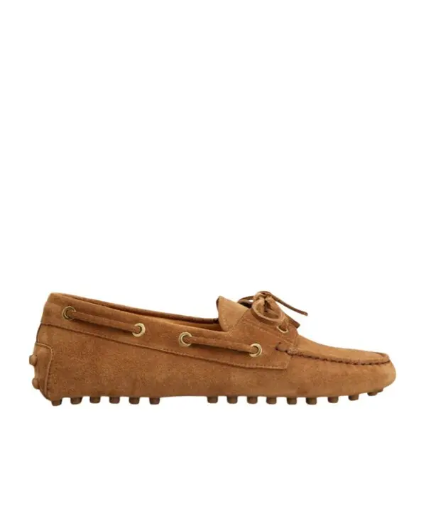 TOD'S Gommino Suede Loafers With Loop Laces - Brown