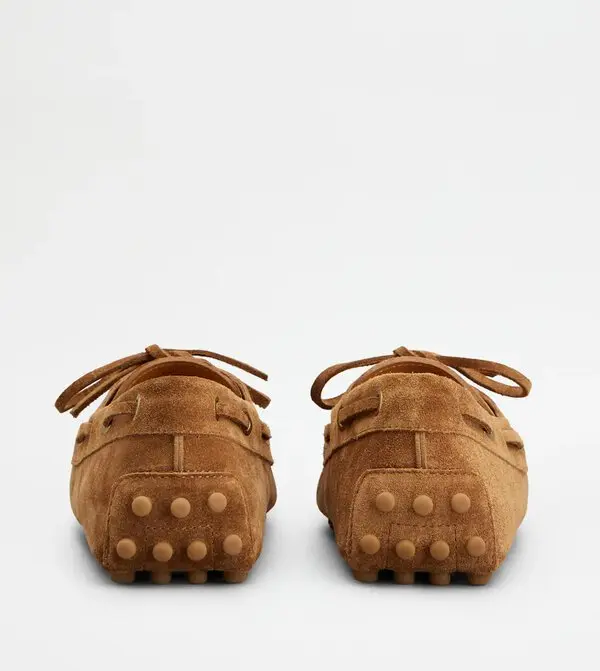 TOD'S Gommino Suede Loafers With Loop Laces - Brown