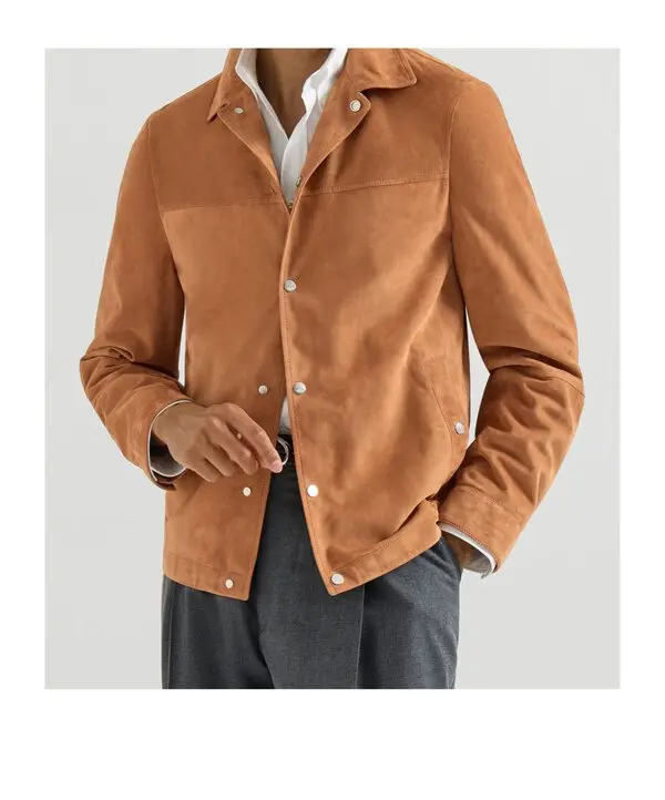 Brunello Cucinelli Suede Collared Jacket