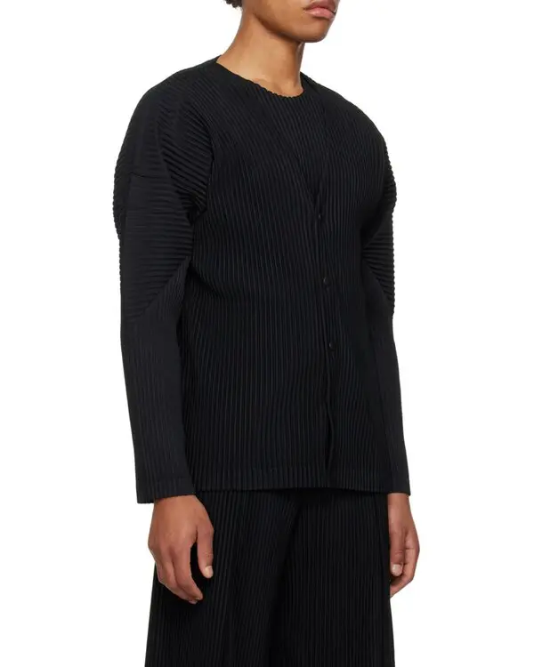 Issey Miyake Basics Panelled Plissé Cardigan