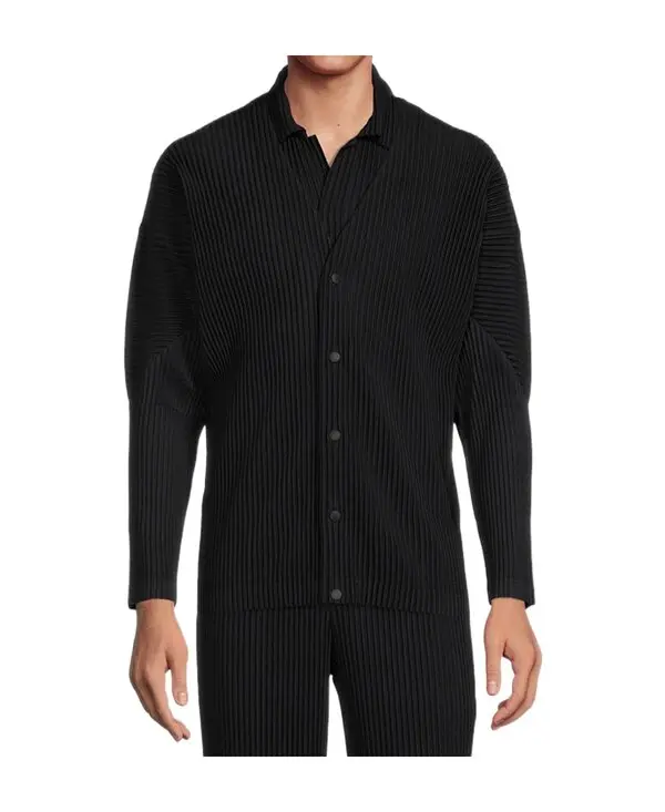Issey Miyake Basics Panelled Plissé Cardigan