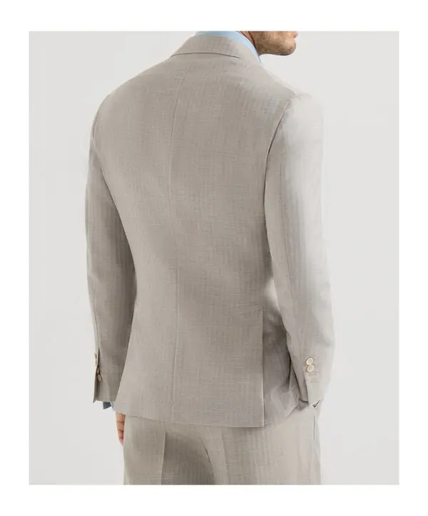 Brunello Cucinelli Cashmere And Silk Chevron Deconstructed Blazer With Peak Lapels