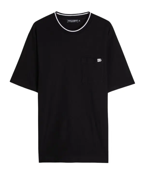 Dolce & Gabbana Logo-embroidered Piqué Cotton T-shirt