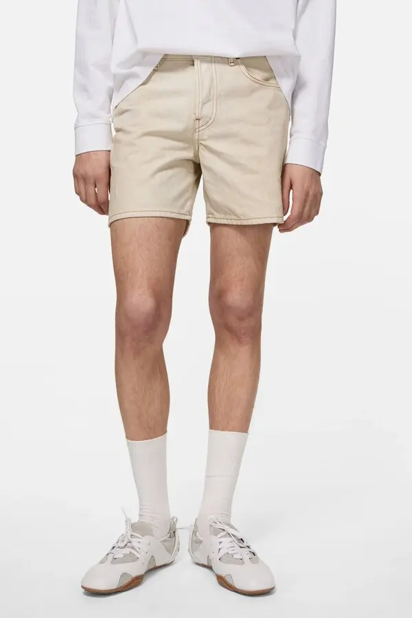 Acne Studios Light Wash Paint-splatter Denim Shorts