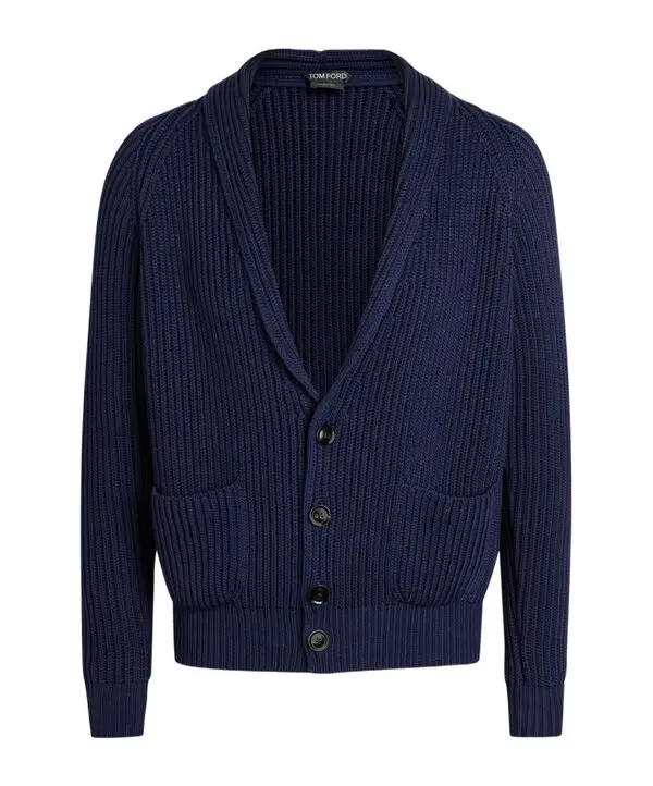 TOM FORD Shawl-collar Ribbed Cotton And Silk-blend Cardigan