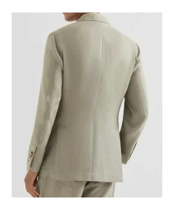 Brunello Cucinelli Linen Micro Chevron Unlined Blazer