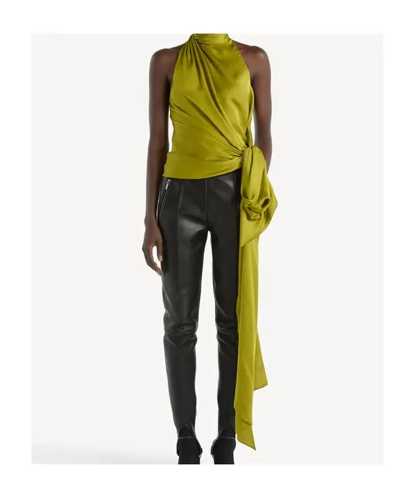 Balmain Draped Silk Charmeuse Top With Open Back