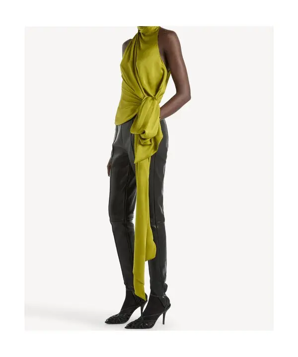 Balmain Draped Silk Charmeuse Top With Open Back