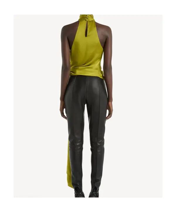 Balmain Draped Silk Charmeuse Top With Open Back