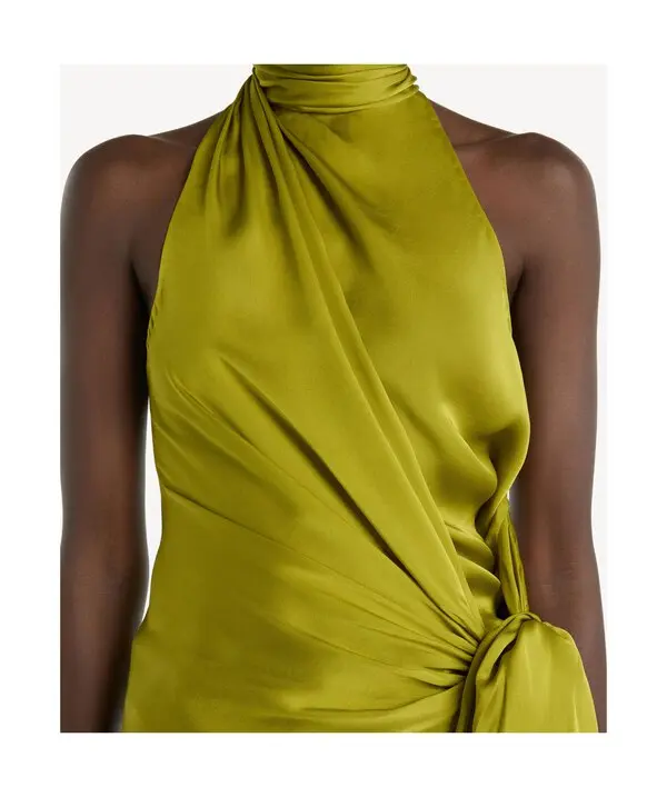 Balmain Draped Silk Charmeuse Top With Open Back