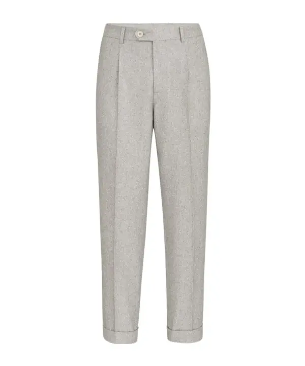 Brunello Cucinelli Silk And Cashmere Cavalry Tweed Pleated Trousers - Light Grey