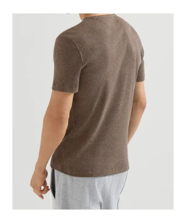 Brunello Cucinelli Denim-effect Ribbed Cotton Jersey Crew Neck T-shirt
