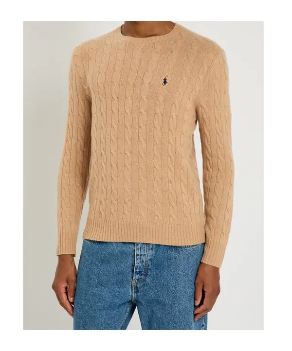 Polo Ralph Lauren Cable Knit Wool-cashmere Blend Sweater With Logo