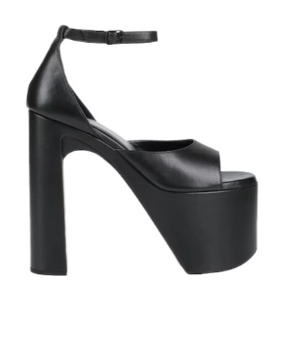 Balenciaga Leather Platform Sandals With Geometric Heel