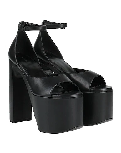 Balenciaga Leather Platform Sandals With Geometric Heel