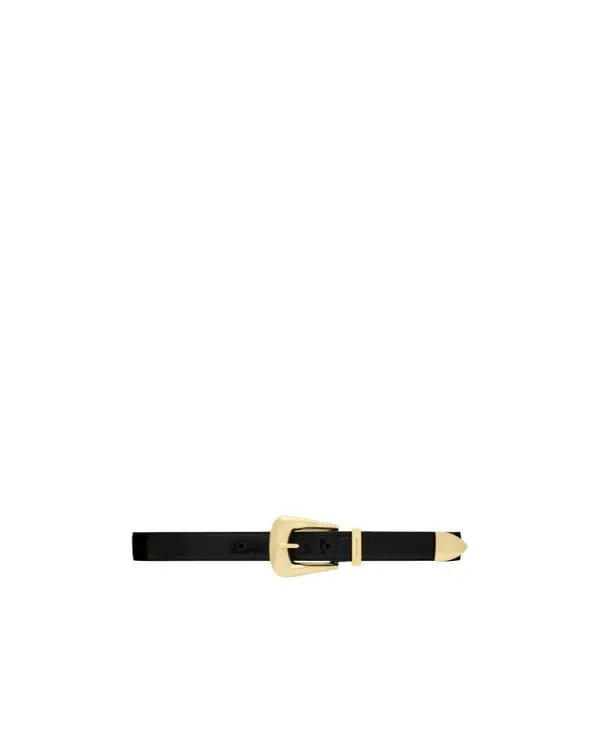 Saint Laurent Folk Buckle Belt In Brushed Leather - Black
